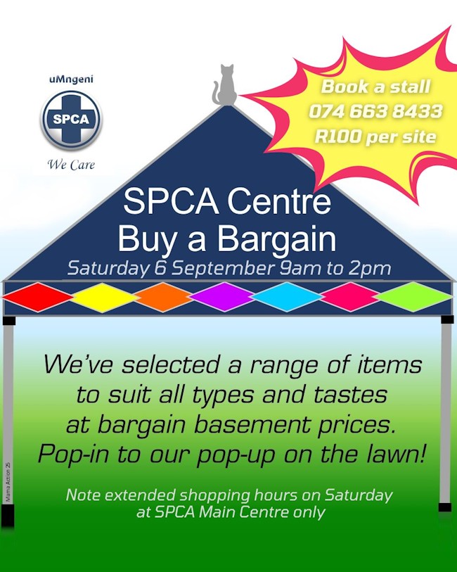 Join the uMngeni SPCA Buy A Bargain day - 6 September 2025 ...